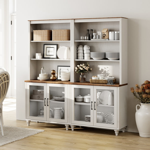 One Allium Way® Sideboard Cabinet With Bar Hutch, Buffet Cabinet With Glass Doors And 5 Tier ...